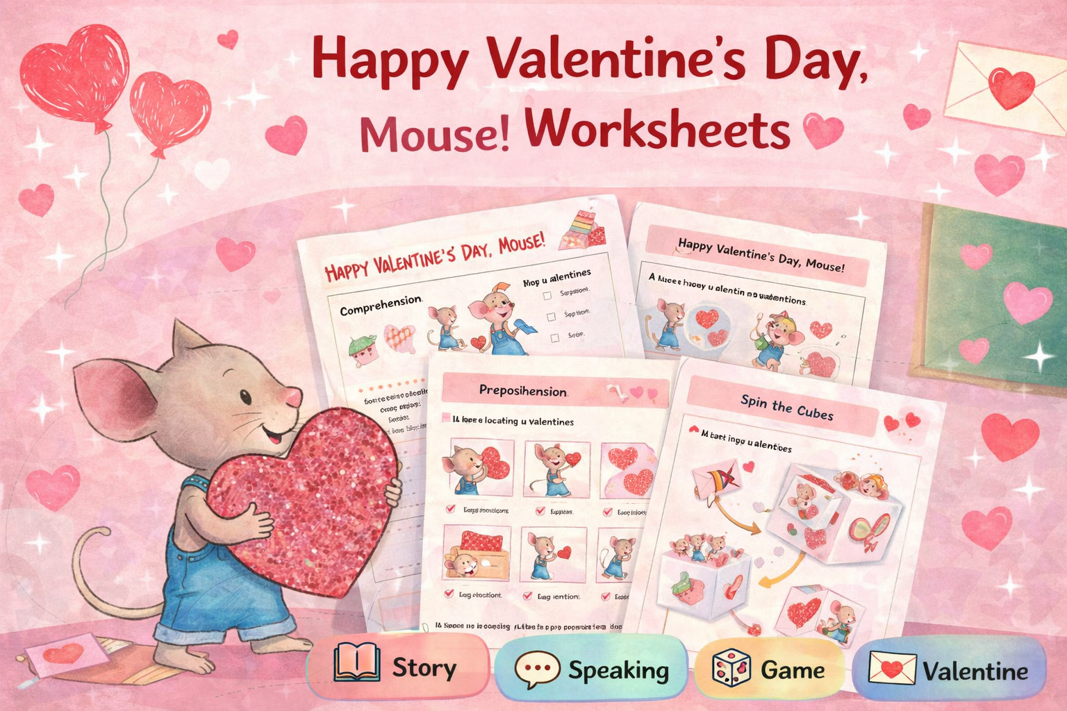 Happy Valentine’s Day, Mouse! Worksheets | ESL Valentine Activities ...