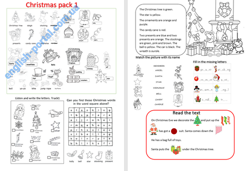 Download Christmas Pack 1 Worksheet | English Task