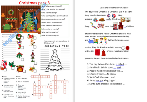 Download Christmas Pack 3 Worksheet .pdf | English Task