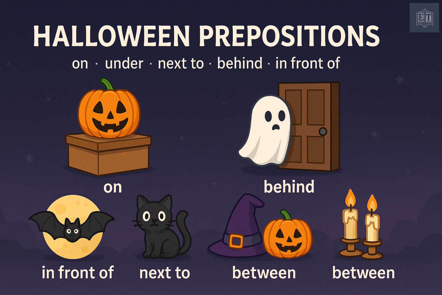 Halloween Prepositions – Match the Picture | Grammar Practice for Kids ...