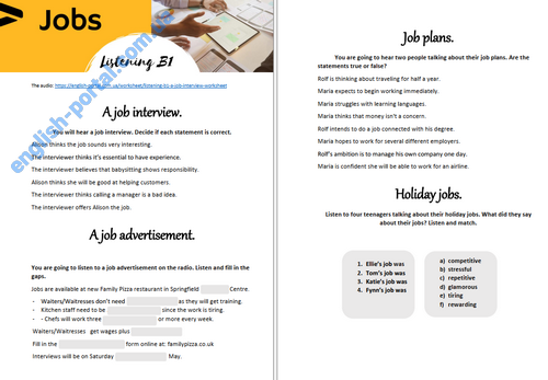 Download Listening B1: A Job Interview Worksheet | English Task
