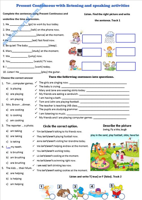 Download Present Continuous Worksheet .pdf | English Task